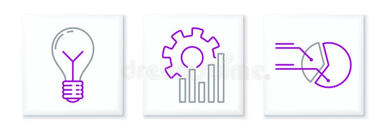 Set Line Pie Chart Infographic, Light Bulb with Concept of Idea and Icon. Vector Stock ...