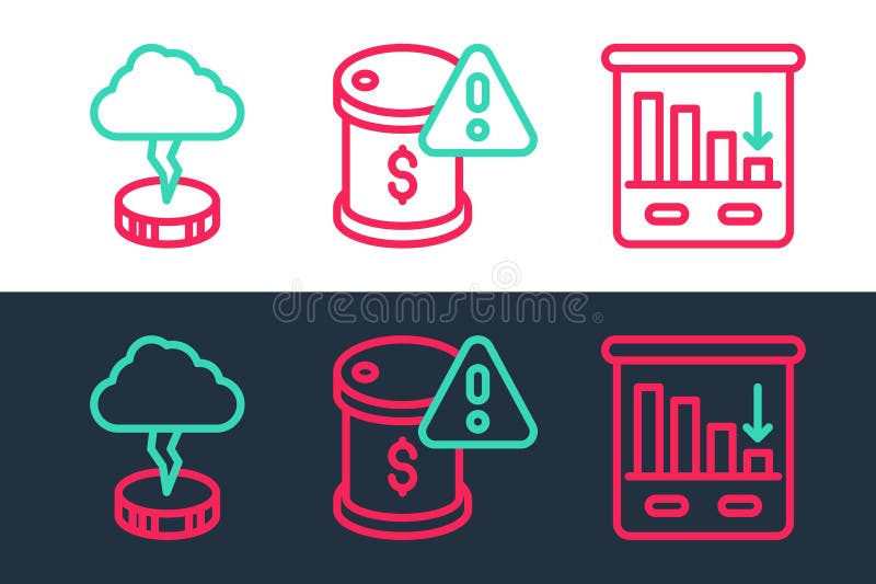 Set Line Pie Chart Infographic, Storm and Drop Crude Oil Price Icon ... Set Line Pie Chart Infographic, Storm and Drop Crude Oil Price Icon ...