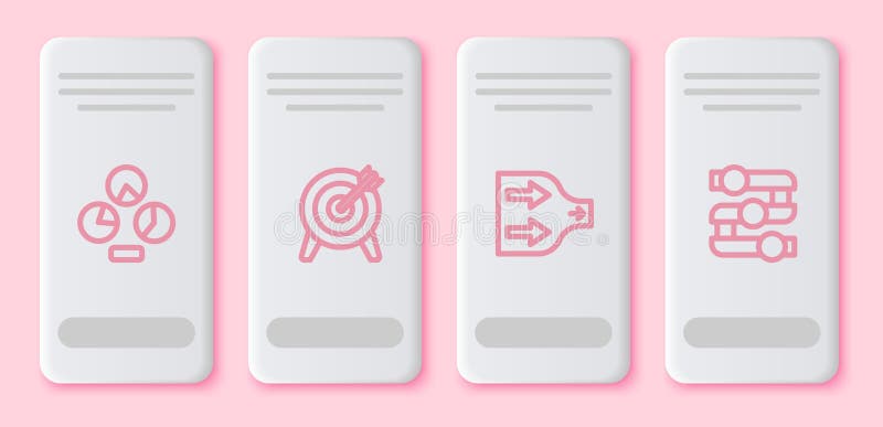 Set Line Pie Chart Infographic, Target, Arrow and Graph, Chart, Diagram ...