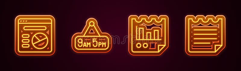 Set Line Pie Chart Infographic, from 9 To 5 Job, Document with and ...