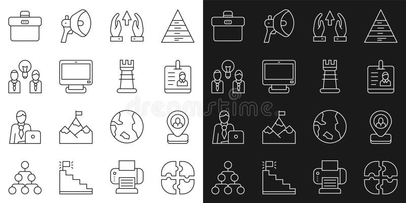 Set Line Piece of Puzzle, Worker Location, Identification Badge, Growth ... Set Line Piece of Puzzle, Worker Location, Identification Badge, Growth ...