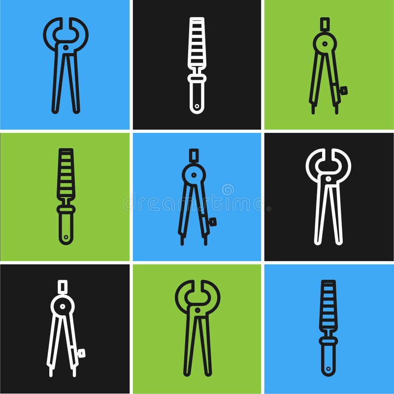 Set Line Pincers and Pliers, Drawing Compass and Chisel Tool for Wood ...