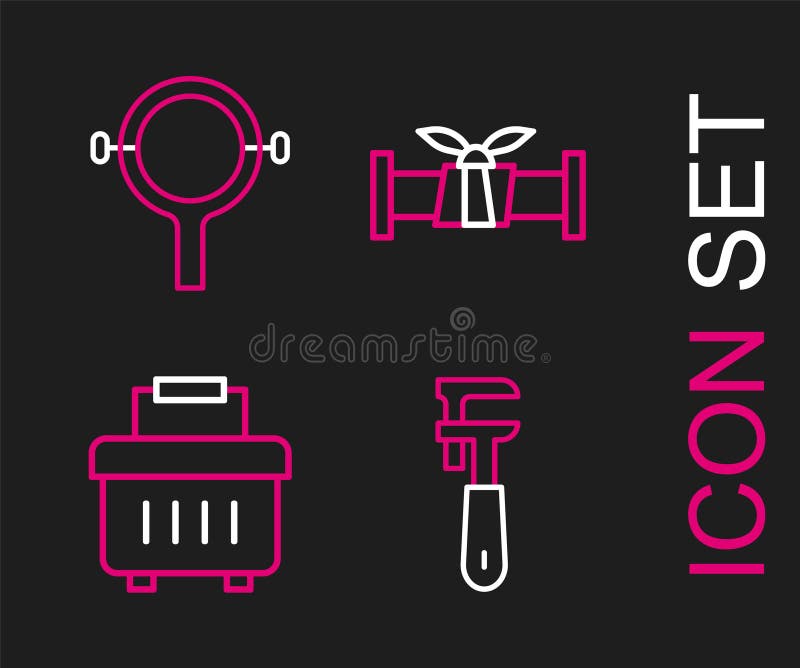 Set Line Pipe Adjustable Wrench, Toolbox, Industry Metallic Pipe and ...