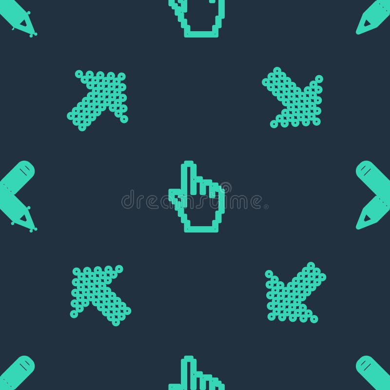 Set Line Pixel Hand Cursor, Dots Arrow and Crossed Pencil on Seamless ... Set Line Pixel Hand Cursor, Dots Arrow and Crossed Pencil on Seamless ...