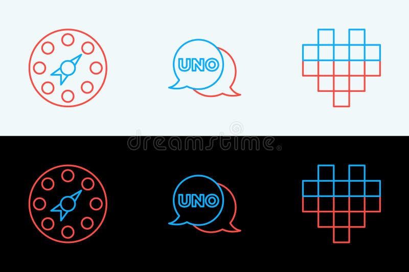 Set Line Pixel Hearts for Game, Twister and Uno Card Icon. Vector Stock ...