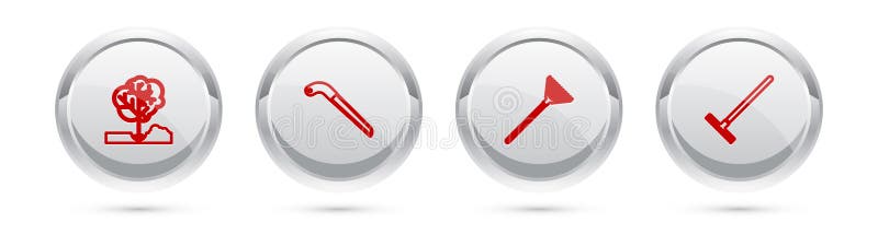 Set Line Planting Tree in the Ground, Garden Saw, Rake for Leaves and ...