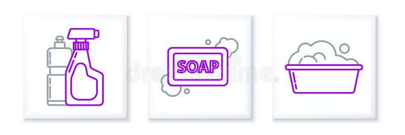 Set Line Plastic Basin with Soap Suds, Bottles for Liquid Dishwashing ...