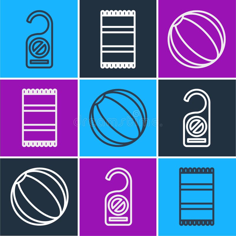 Set Line Please Do Not Disturb, Beach Ball and Beach Towel Icon. Vector ... Set Line Please Do Not Disturb, Beach Ball and Beach Towel Icon. Vector ...