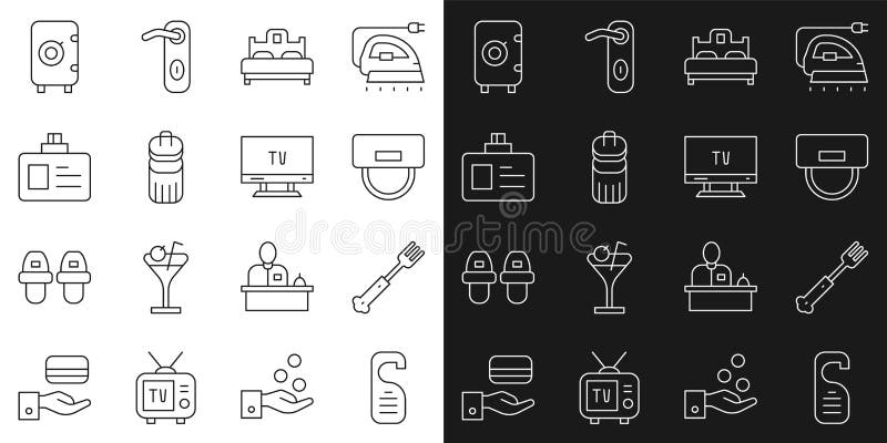 Set Line Please Do Not Disturb, Fork, Bellboy Hat, Bedroom, Trash Can ... Set Line Please Do Not Disturb, Fork, Bellboy Hat, Bedroom, Trash Can ...