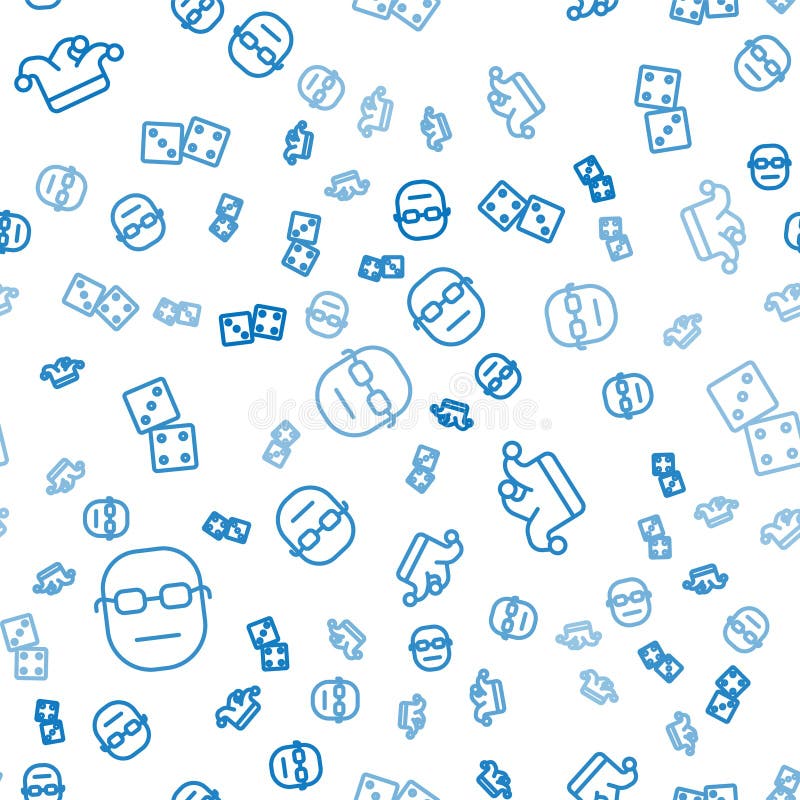 Set Line Poker Player, Joker Playing Card and Game Dice on Seamless ...