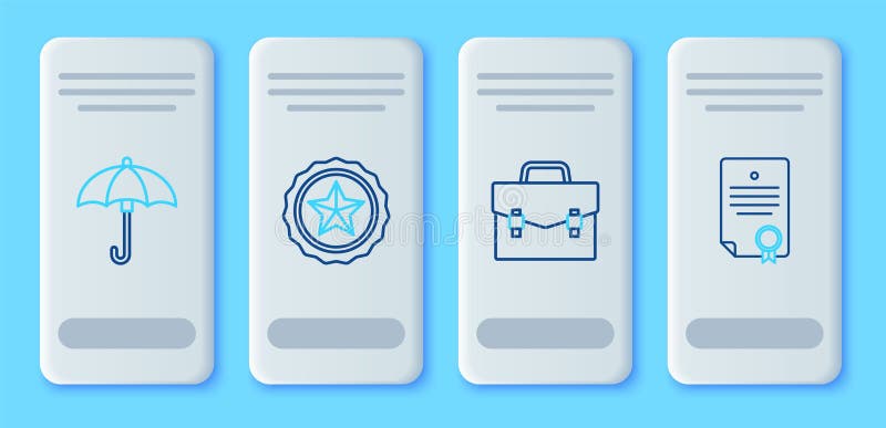 Set Line Police Badge, Briefcase, Umbrella and Certificate Template ...