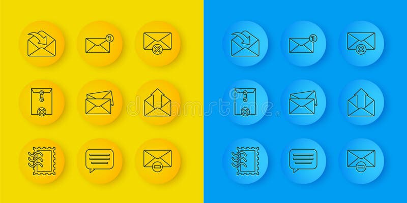 Set Line Postal Stamp, Delete Envelope, Envelope, Outgoing Mail, and ...