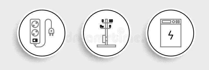 Set Line Power Bank, Electric Extension Cord and High Voltage Power ...