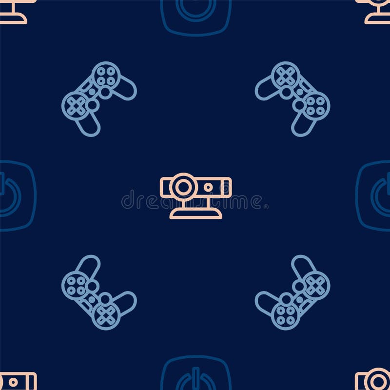 Set Line Power Button Game Controller Or Joystick And Web Camera On