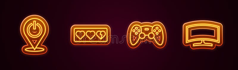 Set Line Power Button, Game Life Bar, Controller or Joystick and ...