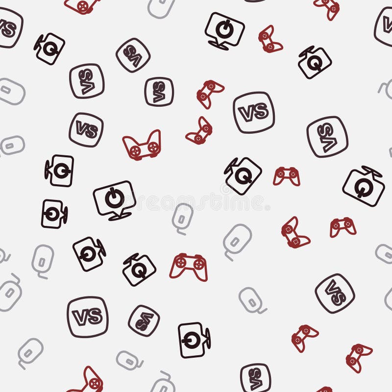 Set Line Power Button, VS Versus Battle, Computer Mouse and Game ...