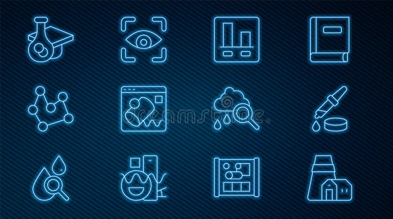 Set Line Power Station Plant, Pipette, Graph Chart Infographic, Data ...