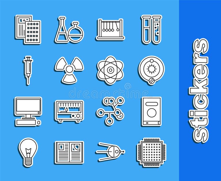 Set Line Processor, Book, Solar System, Pendulum, Radioactive, Syringe ...