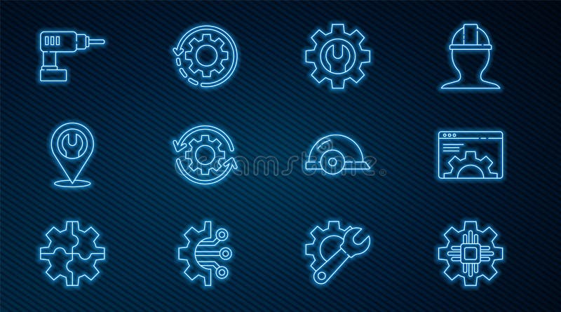 Set Line Processor, Browser Setting, Wrench Spanner and Gear, Gear ...