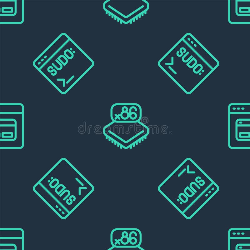 Set Line Processor With Microcircuits Cpu Code Terminal And Search Engine On Seamless Pattern