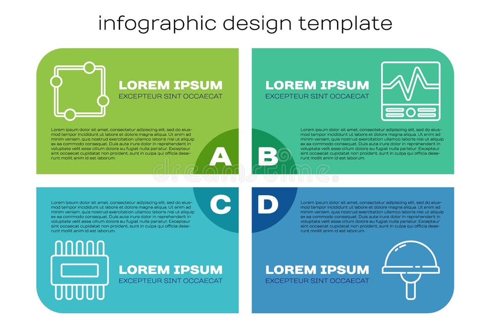 Set Line Processor with Microcircuits CPU, Electric Circuit Scheme, Light Emitting Diode and ...