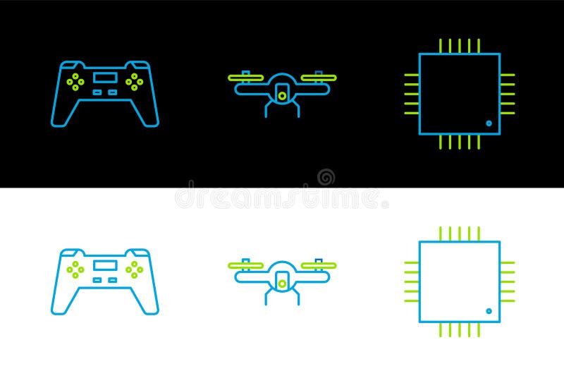 Set Line Processor with Microcircuits CPU, Gamepad and Drone Flying ... Set Line Processor with Microcircuits CPU, Gamepad and Drone Flying ...