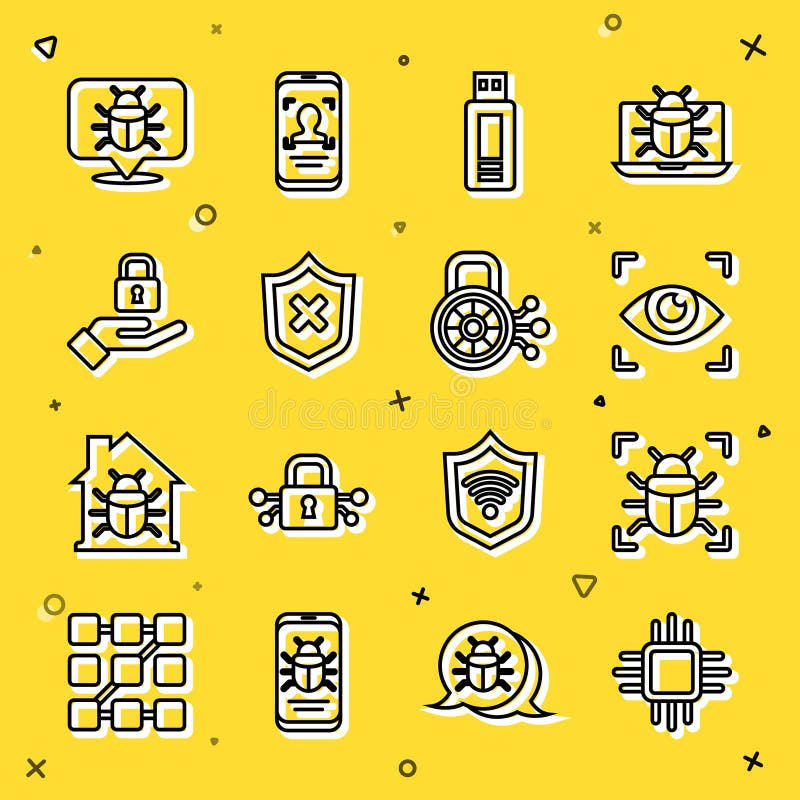 Set Line Processor With Microcircuits Cpu System Bug Eye Scan Usb Flash Drive Shield Cross 8206