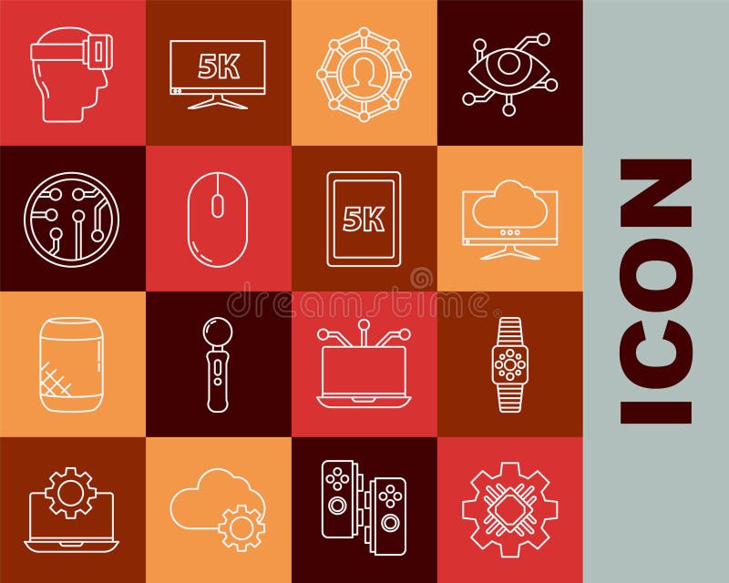 Set Line Processor, Smartwatch, Computer Monitor Screen, Project Team ...