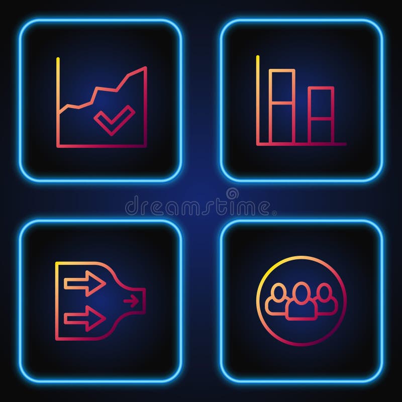 Set Line Project Team Base, Arrow, Financial Growth Increase and Graph ...