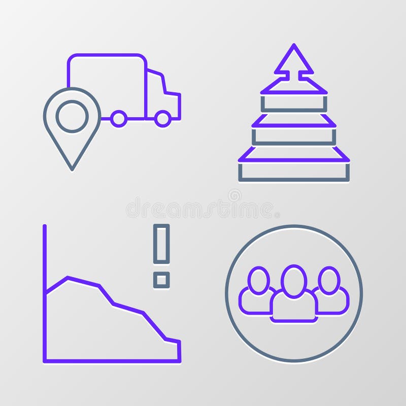 Set Line Project Team Base, Financial Growth Decrease, Pyramid Chart Infographics and Delivery ...