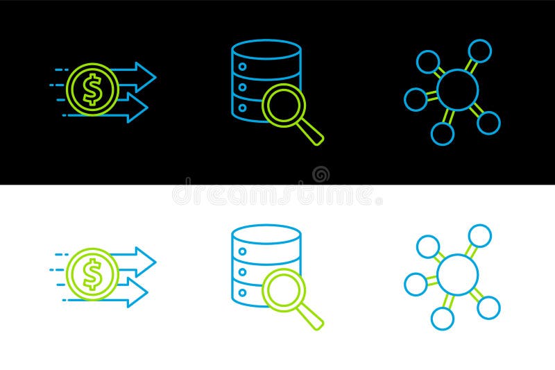 Set Line Project Team Base, Financial Growth Dollar and Server Icon ... Set Line Project Team Base, Financial Growth Dollar and Server Icon ...