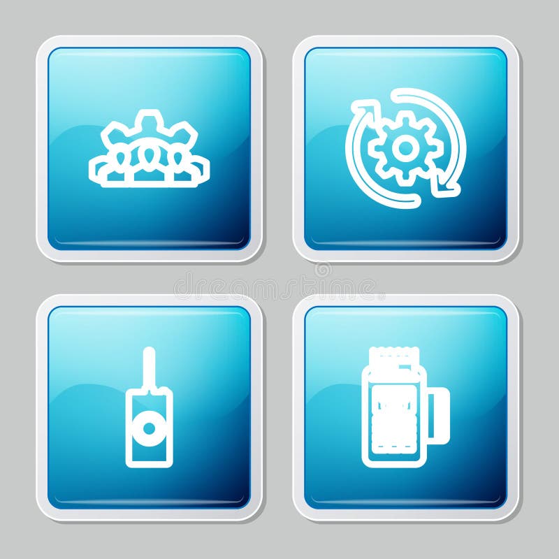 Set Line Project Team Base, Gear and Arrows Workflow, Remote Control ...