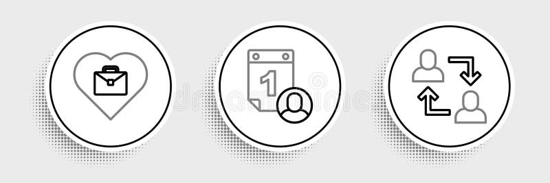 Set Line Project Team Base, Heart with Text Work and Time Management ...