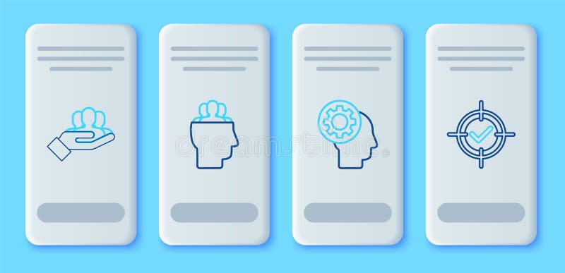 Set Line Project Team Base, Human Head with Gear Inside, and Target and ...