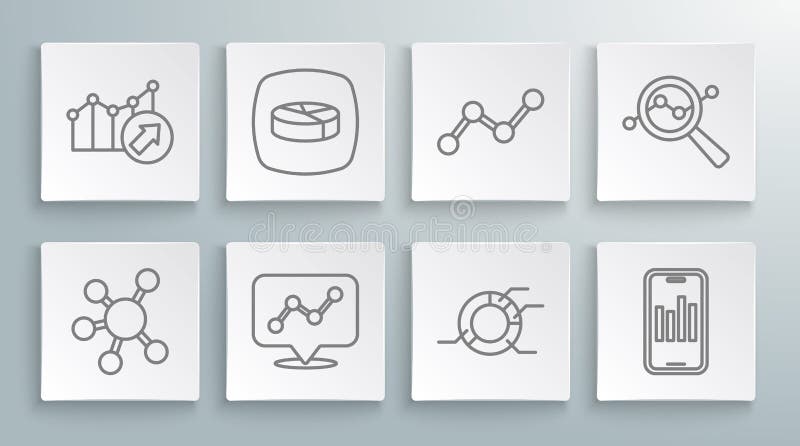 Set Line Project Team Base, Pie Chart Infographic, Graph, Mobile with ...