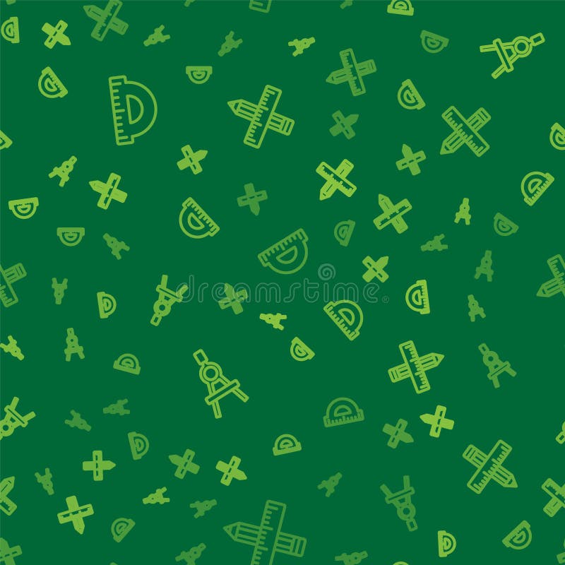 Set Line Protractor, Drawing Compass and Crossed Ruler and Pencil on ...