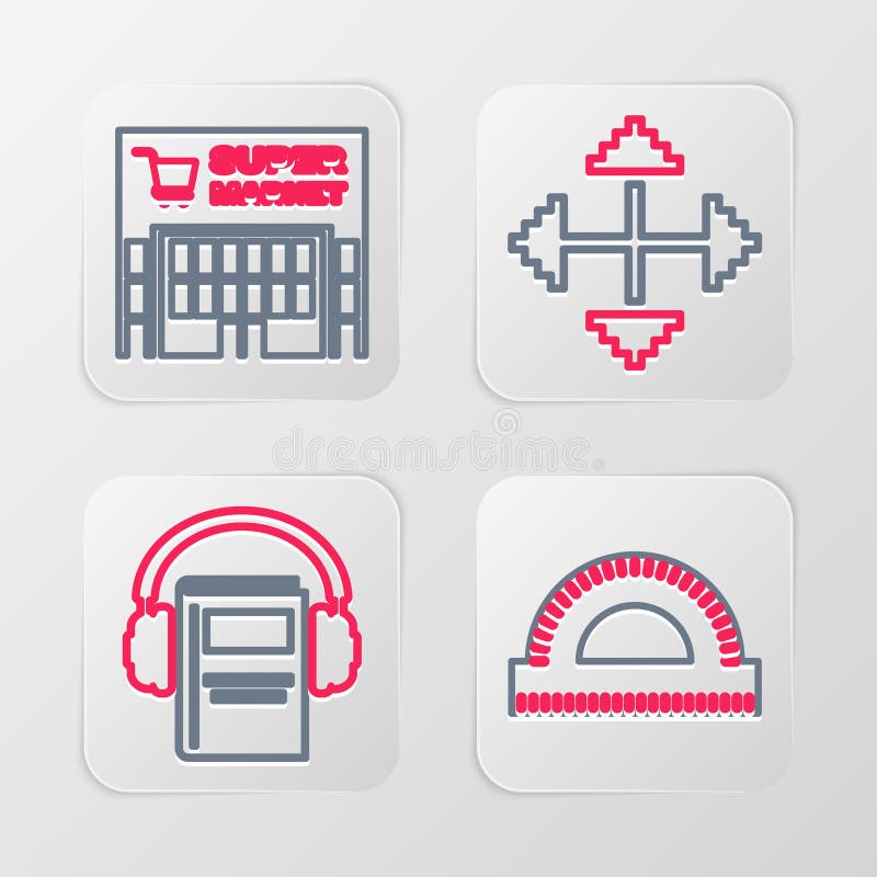 Set Line Protractor Grid, Audio Book, Pixel Arrows in Four Directions ... Set Line Protractor Grid, Audio Book, Pixel Arrows in Four Directions ...