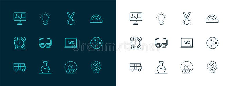 Set Line Protractor Grid, Test Tube, Chalkboard, CD DVD Disk, Glasses ...