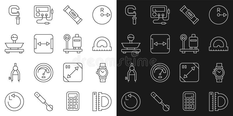 Set Line Protractor and Ruler, Wrist Watch, Construction Bubble Level ...