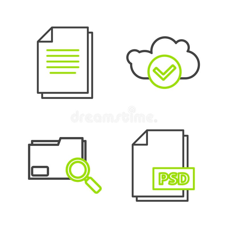 Set Line PSD File Document, Search Concept with Folder, Cloud Check ... Set Line PSD File Document, Search Concept with Folder, Cloud Check ...