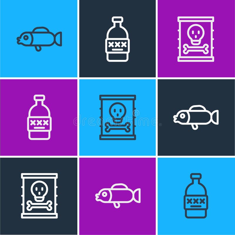 Set Line Puffer Fish, Radioactive Waste in Barrel and Poisoned Alcohol ...