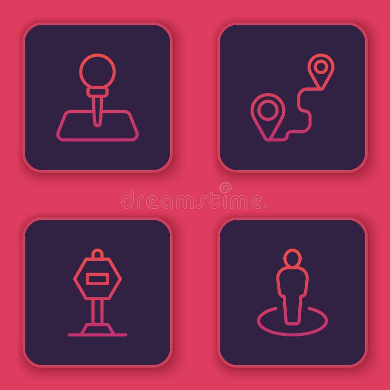 Set Line Push Pin, Stop Sign, Route Location and Location with Person ...