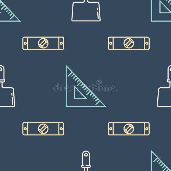 Set Line Putty Knife, Construction Bubble Level and Triangular Ruler on ...