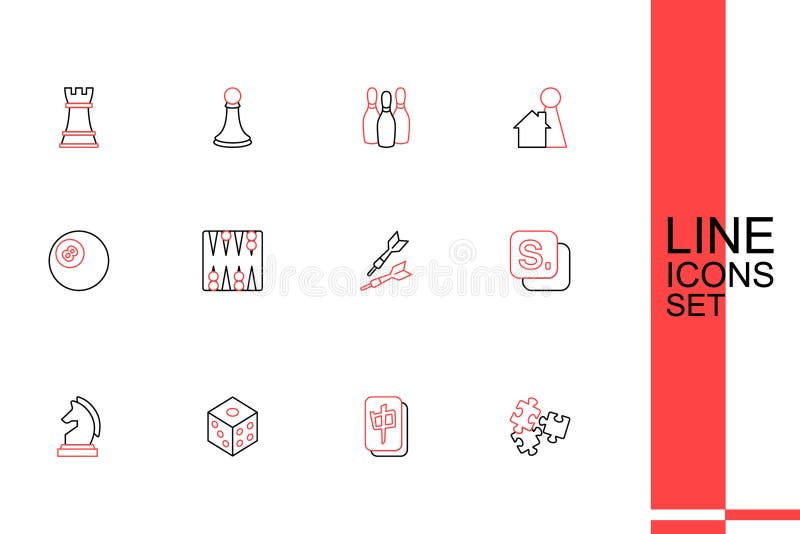 Set Line Puzzle Pieces Toy, Mahjong, Game Dice, Chess, Bingo, Dart ... Set Line Puzzle Pieces Toy, Mahjong, Game Dice, Chess, Bingo, Dart ...
