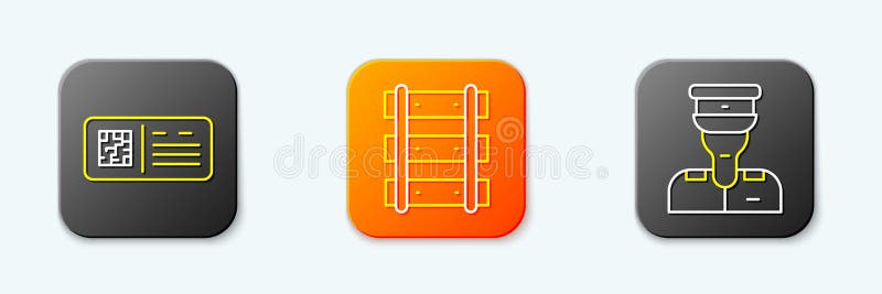 Set Line QR Code Ticket Train, Railway, Railroad Track and Train ...