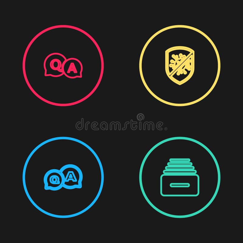 Set Line Question and Answer, Drawer with Documents, Stop Virus ...