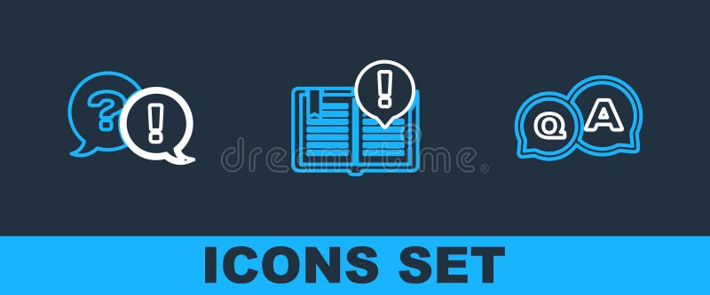 Set Line Question and Answer, Exclamation and Interesting Facts Icon ...