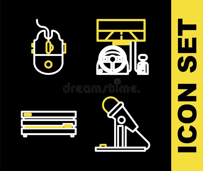 Set Line Racing Simulator Cockpit, Microphone, Video Game Console and ...