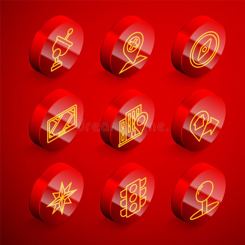 Set Line Radar, Location, Compass, Gps Device with Map, House, Wind ...