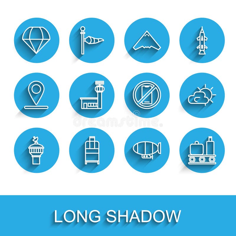 Set Line Radar, Suitcase, Parachute, Airship, Airport Conveyor Belt ... Set Line Radar, Suitcase, Parachute, Airship, Airport Conveyor Belt ...